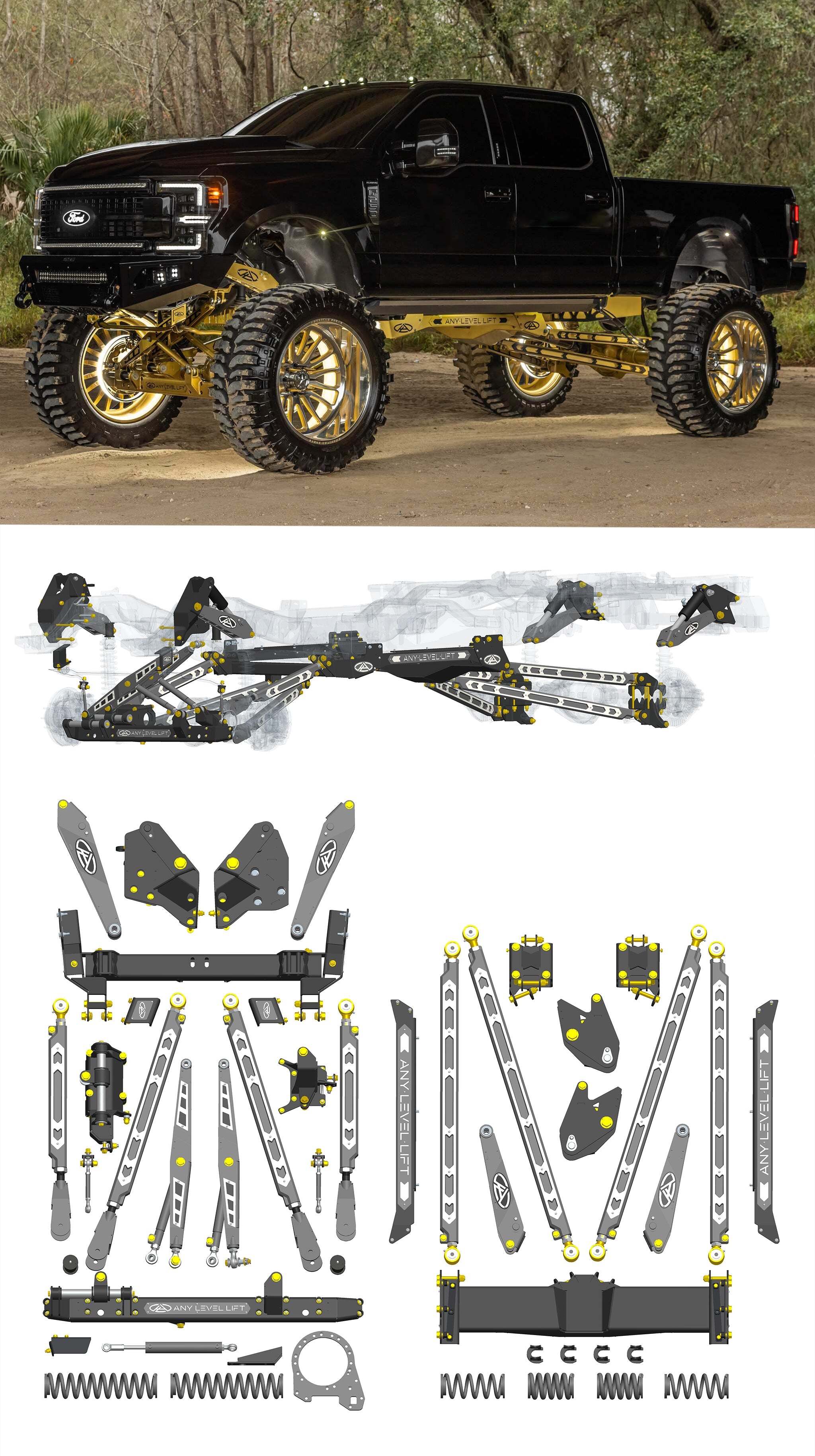 Any Level Lift - Base System, 0"-13": F-250/F-350, Single Rear Wheel