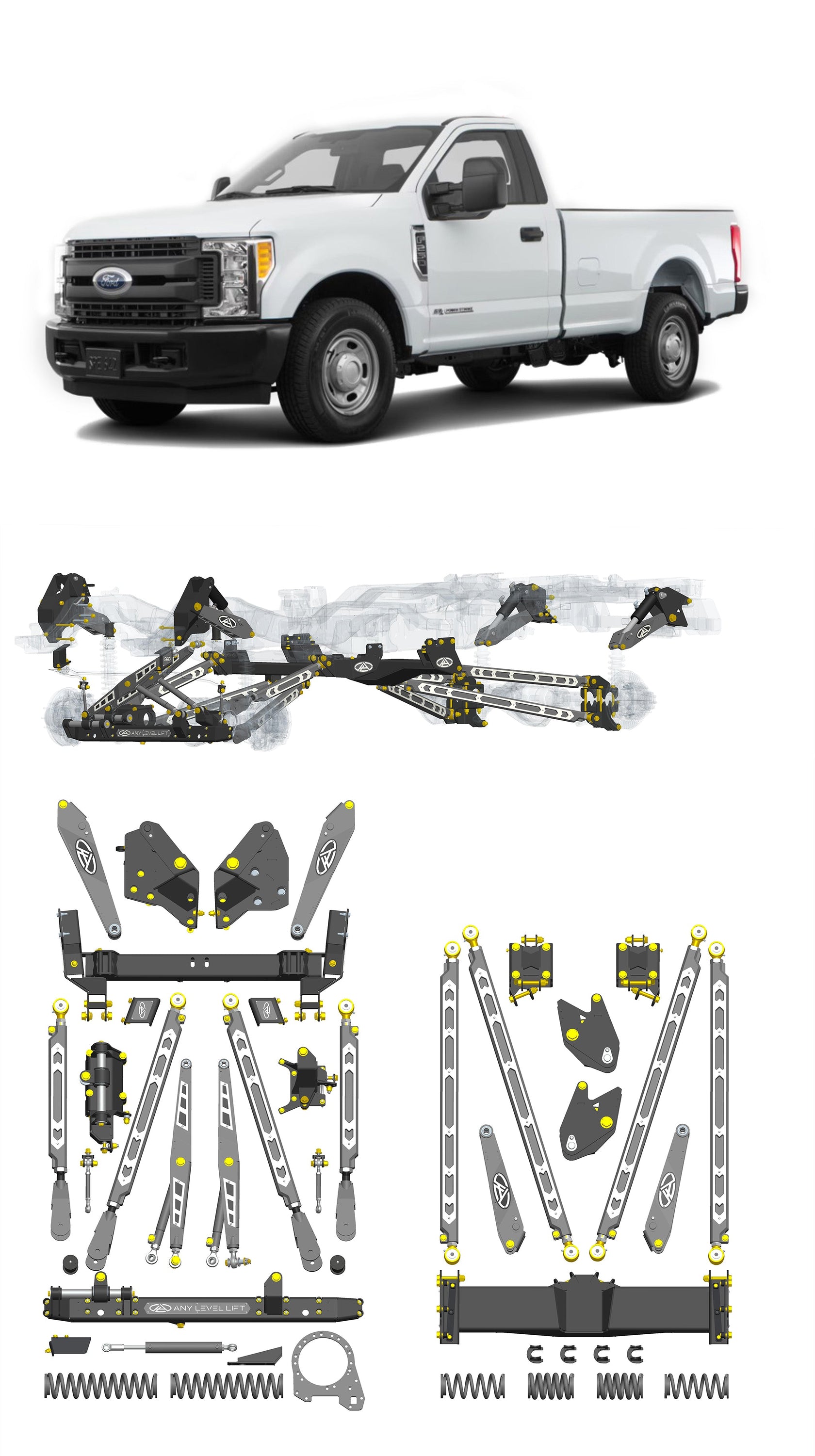 Any Level Lift - Base System, 0"-13": F-250/F-350, Single Rear Wheel