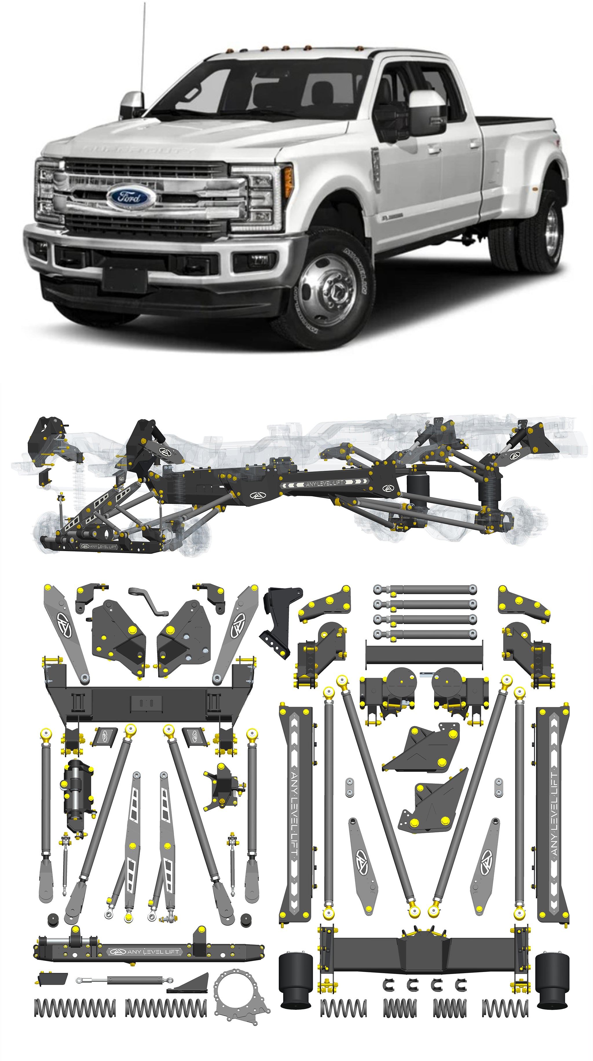 Any Level Lift - Base System, 4"-17": F-350 Dual Rear Wheel (2017-2022