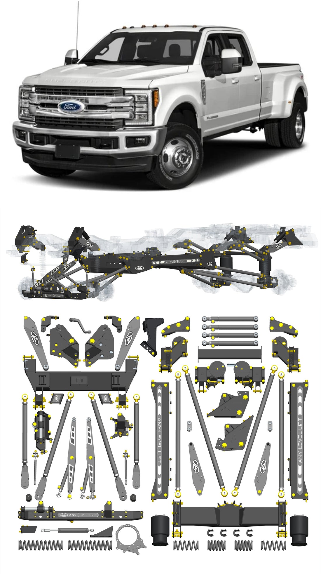 Any Level Lift - Base System, 4"-17": F-350 Dual Rear Wheel (2017-2022