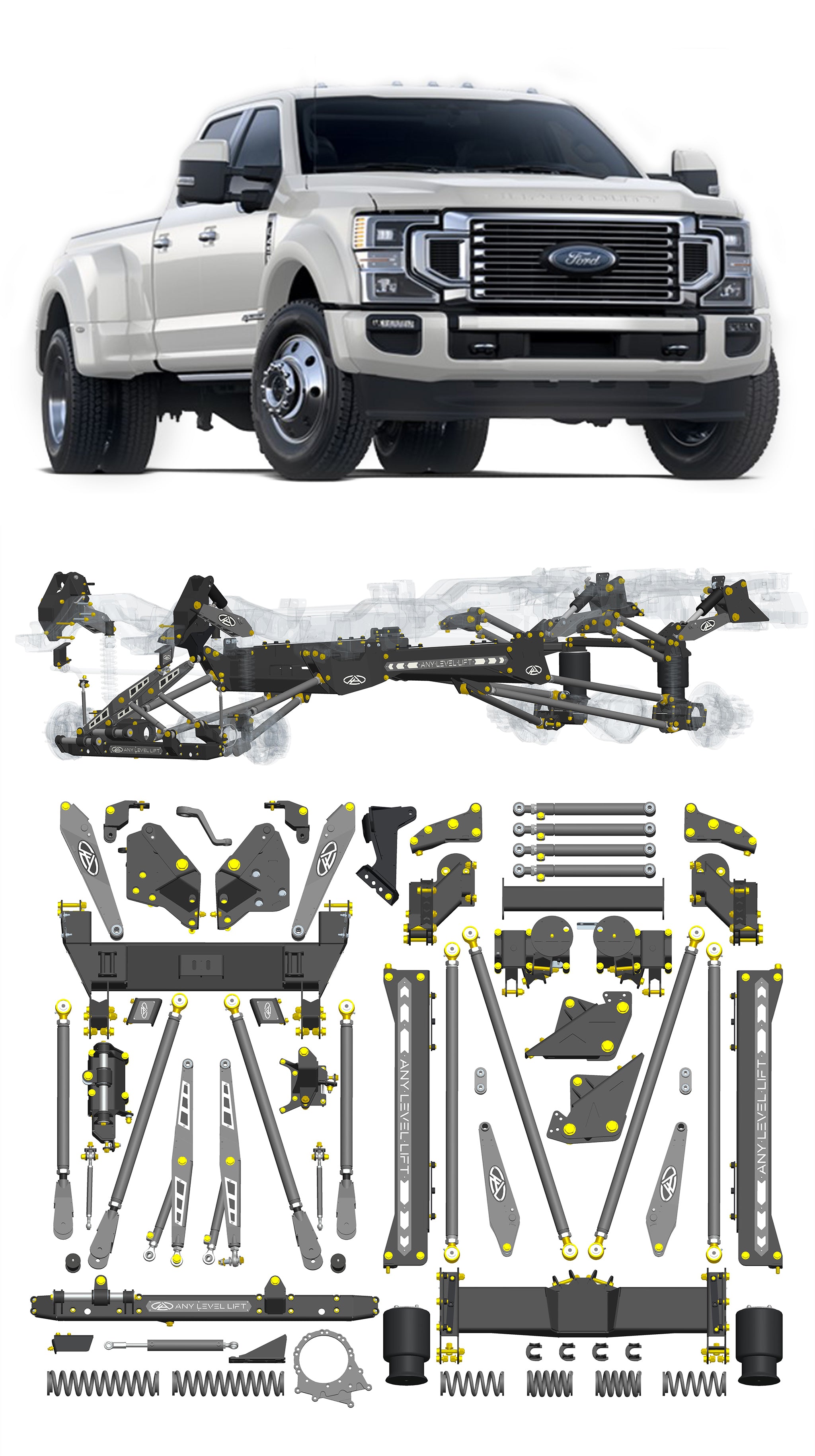 Any Level Lift - Base System, 4"-17": F-450 Dual Rear Wheel (2019-2022