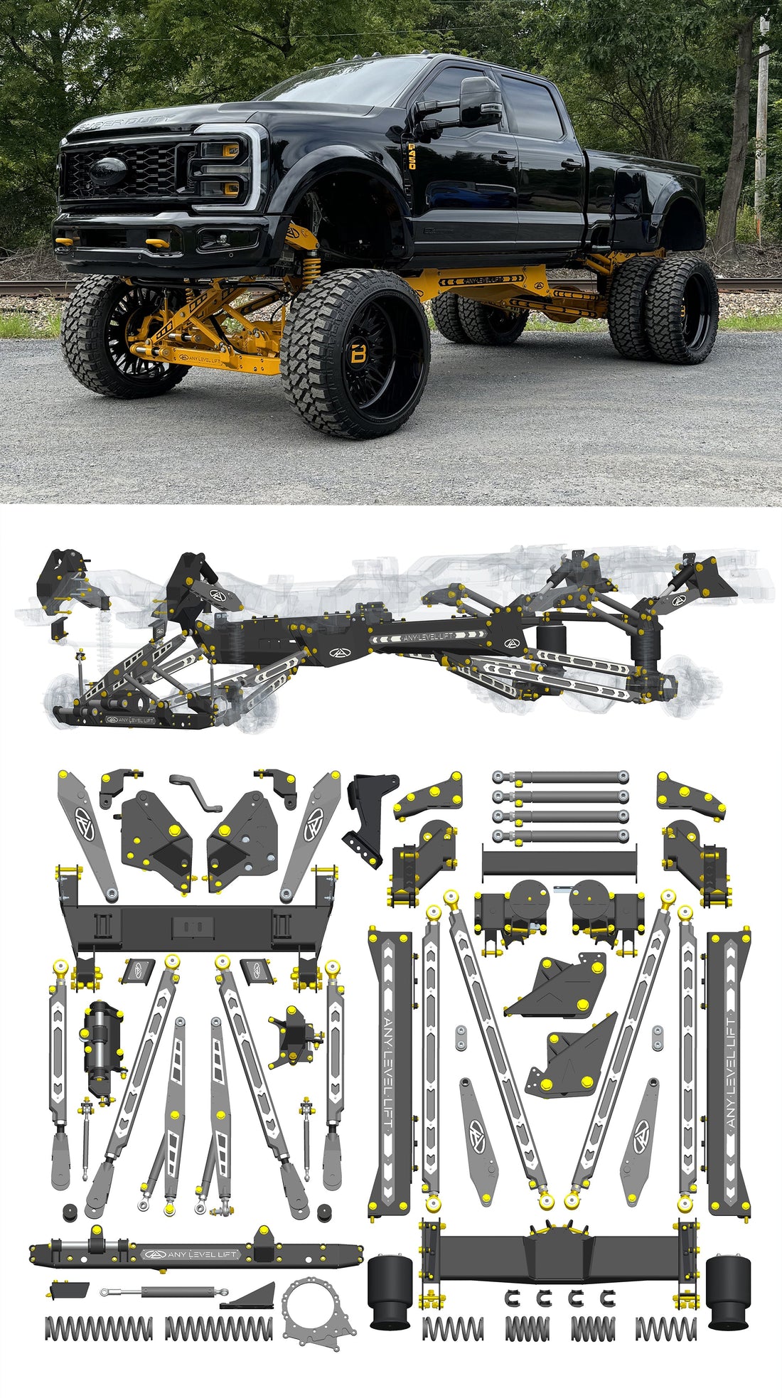 Any Level Lift - Base System, 4"-17": F-450 Dual Rear Wheel (2023+)